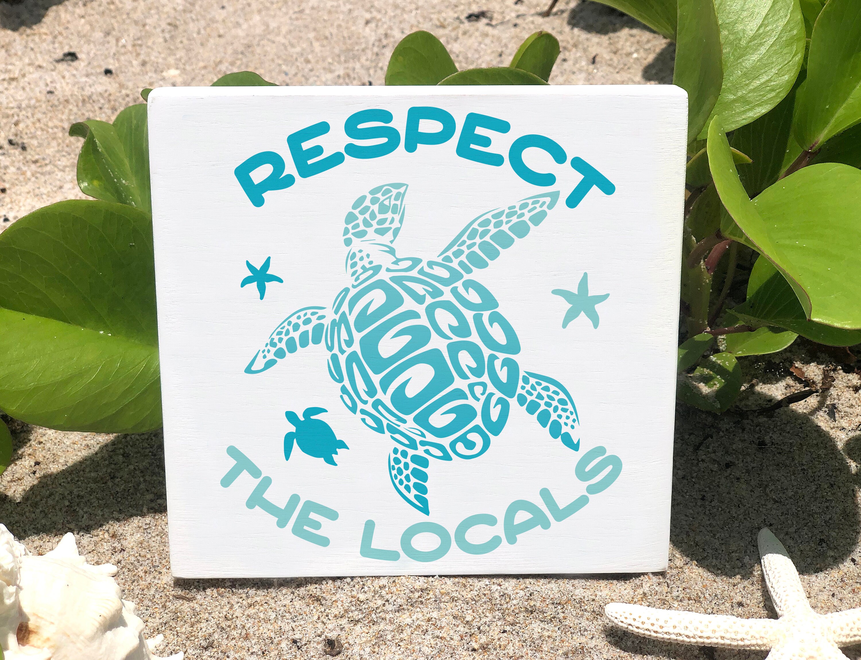 Respect the Locals Sign Sea Turtle Sign Beach Inspired Sign - Etsy