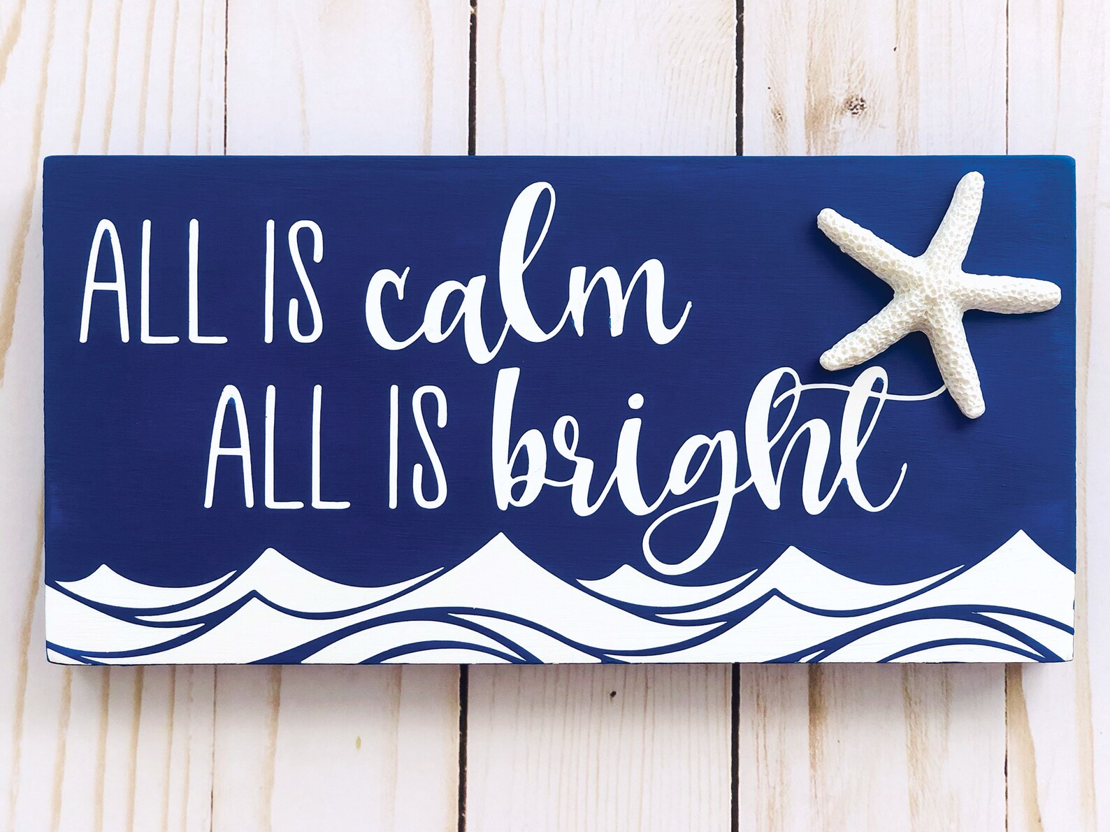 All is Calm All is Bright Sign Coastal Christmas Sign Beach | Etsy