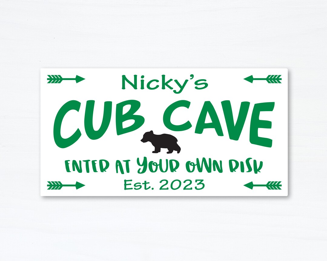 Kids Cub Cave Sign Personalized Boys Room Decor Kids Room Sign Nursery ...
