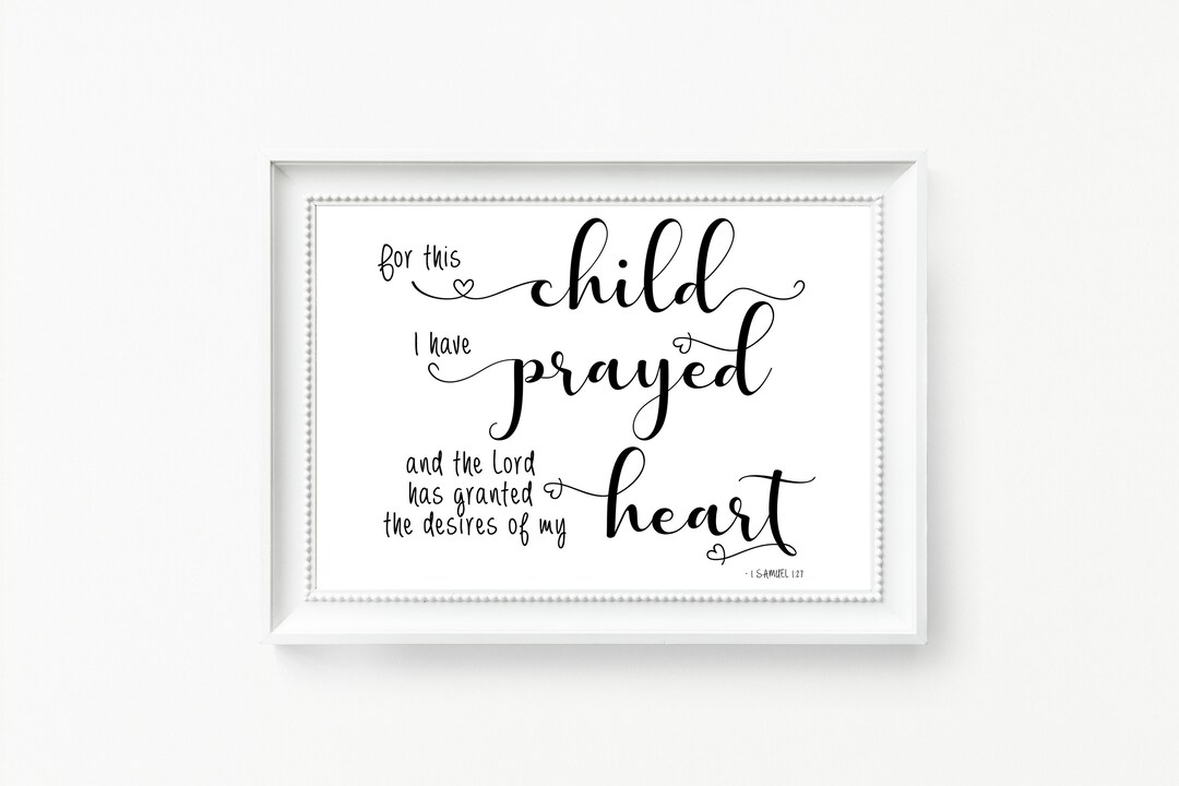 Nursery Bible Verse Print: "for This Child I Have Prayed" (digital ...