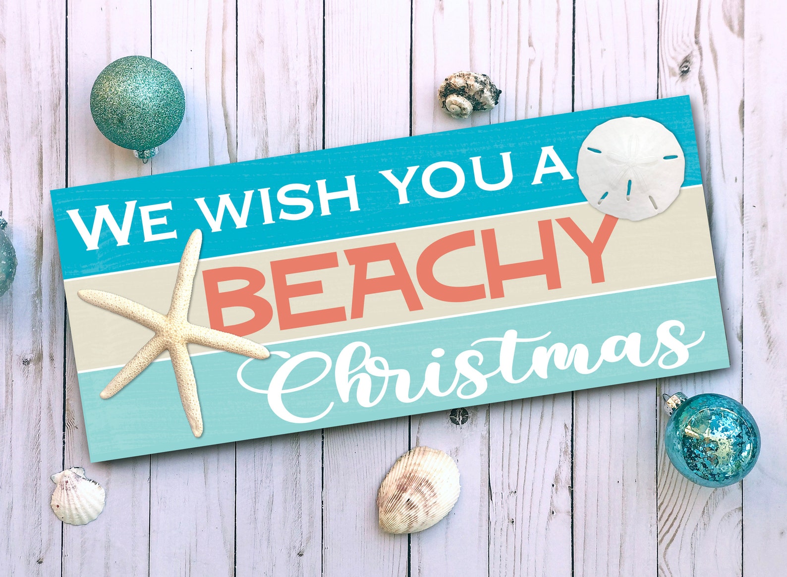 Beachy Christmas Sign We Wish You A Beachy Christmas Coastal - Etsy