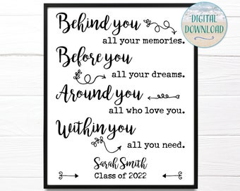 Behind You All Your Memories Inspirational Quote Graduation - Etsy