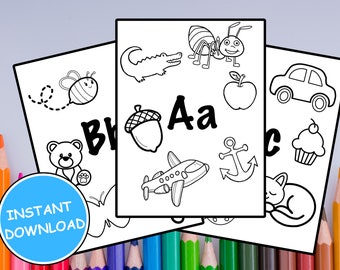 26 Alphabet Coloring Pages Worksheets for Kids Preschool Kindergarten ...