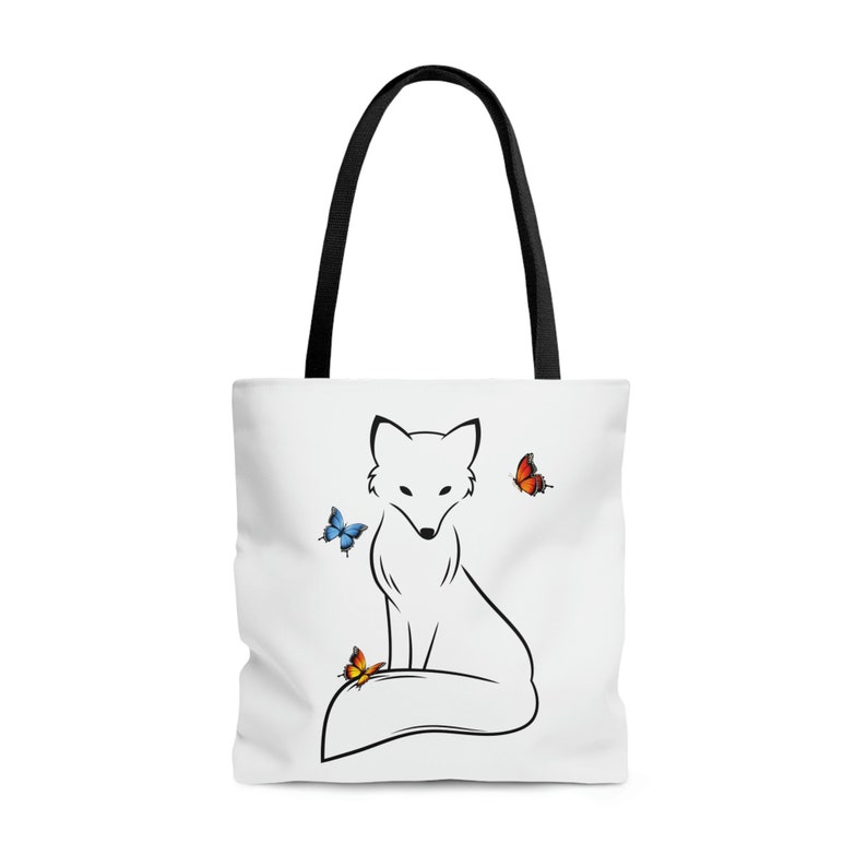 Large Fox With Butterflies Tote Bag, 100% Cotton Handles Gift Idea ...