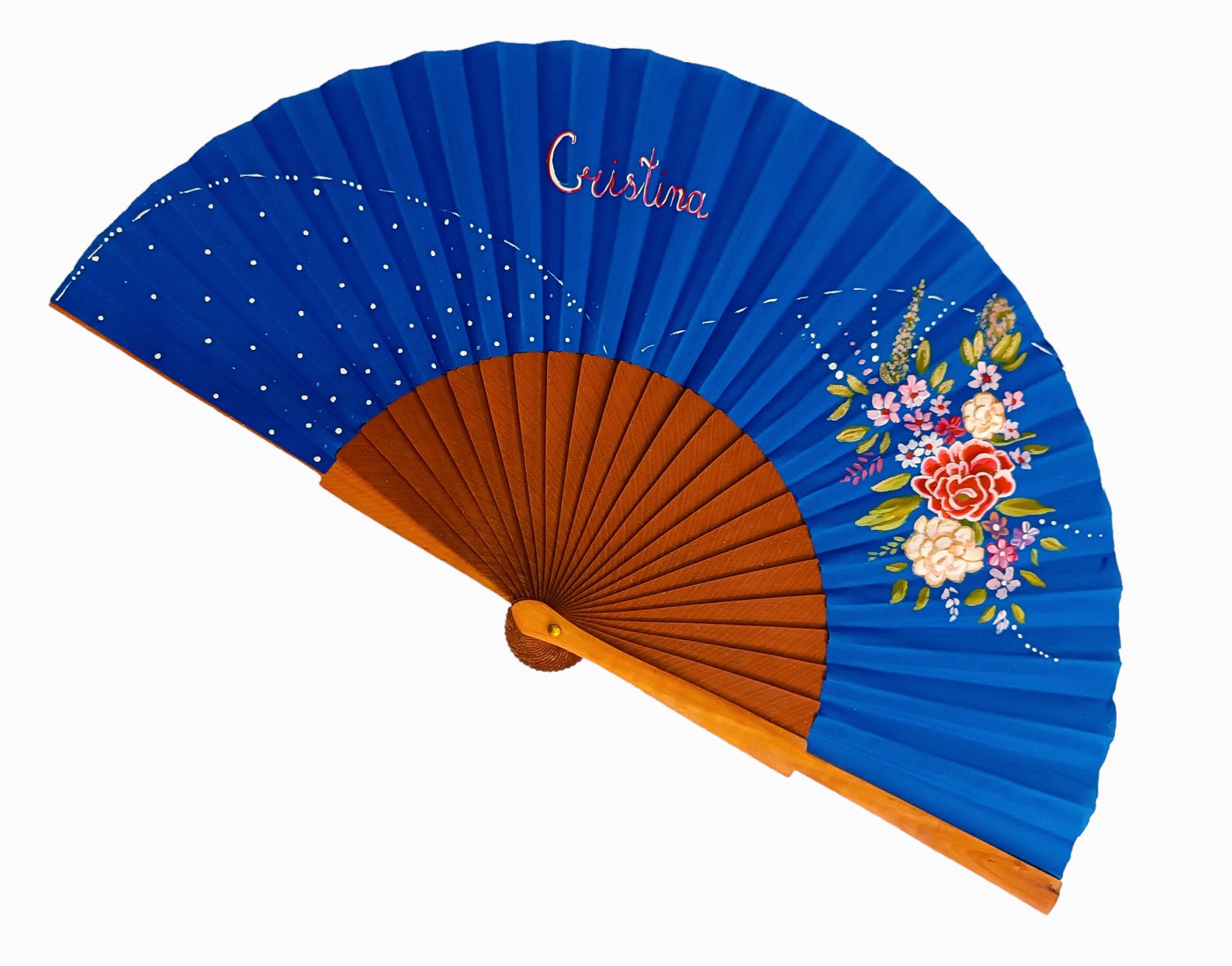 Hand Fan With Silver Flowers - Personalization Option, Hot Summer ...