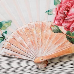 Red Rose Hand Painted Fan, Spanish Hand Fan - Etsy