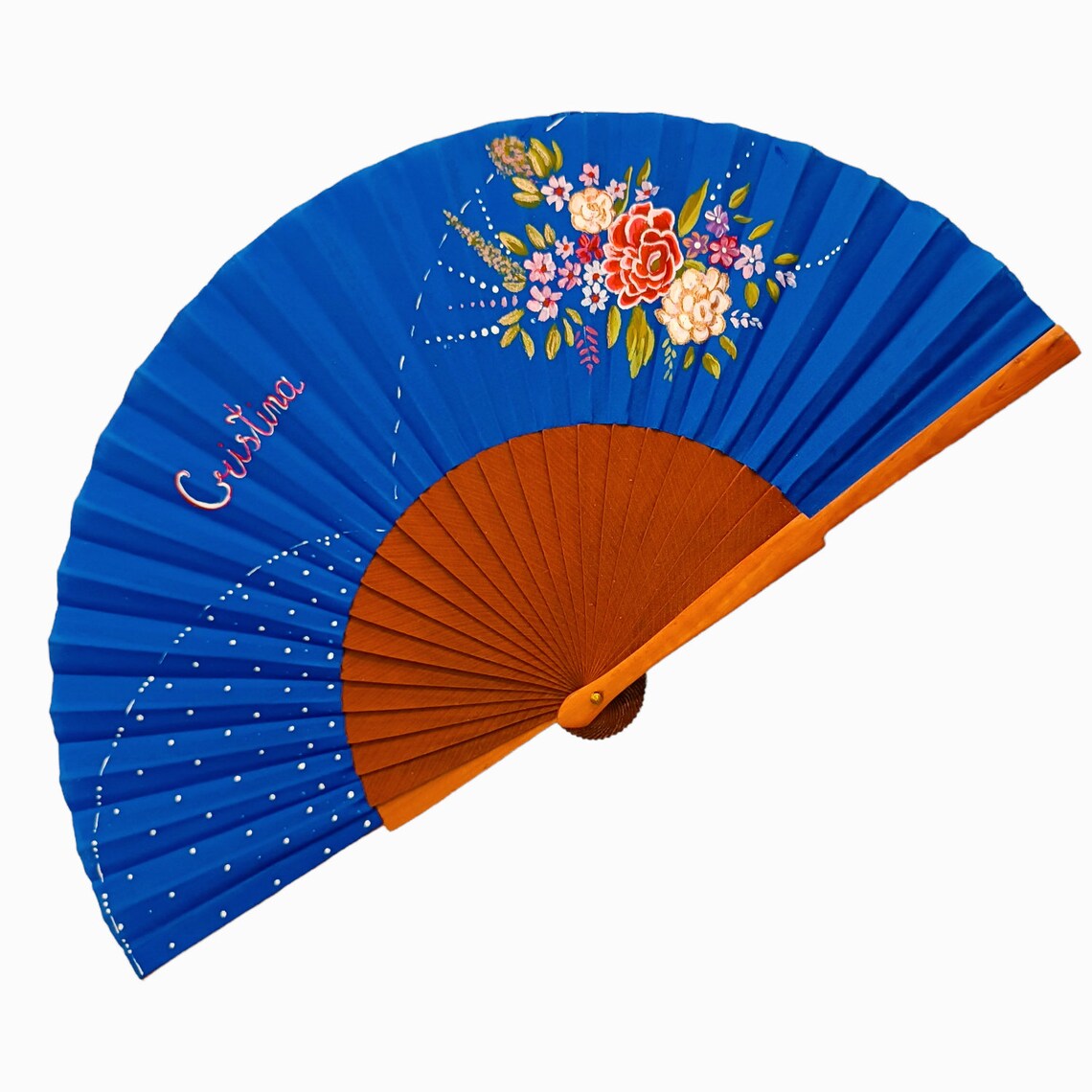 Hand Fan With Silver Flowers - Personalization Option, Hot Summer ...