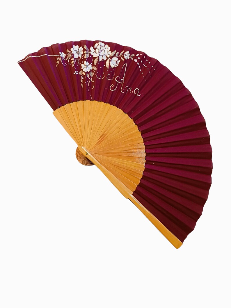 Elegant Black Hand Fan With Beautiful White Flowers, Personalize It ...