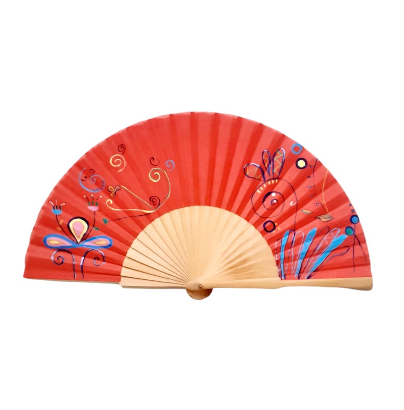Red Abstract Hand Fan, Stylish Hand Fan, Custom Hand Fan, Bride Hand ...