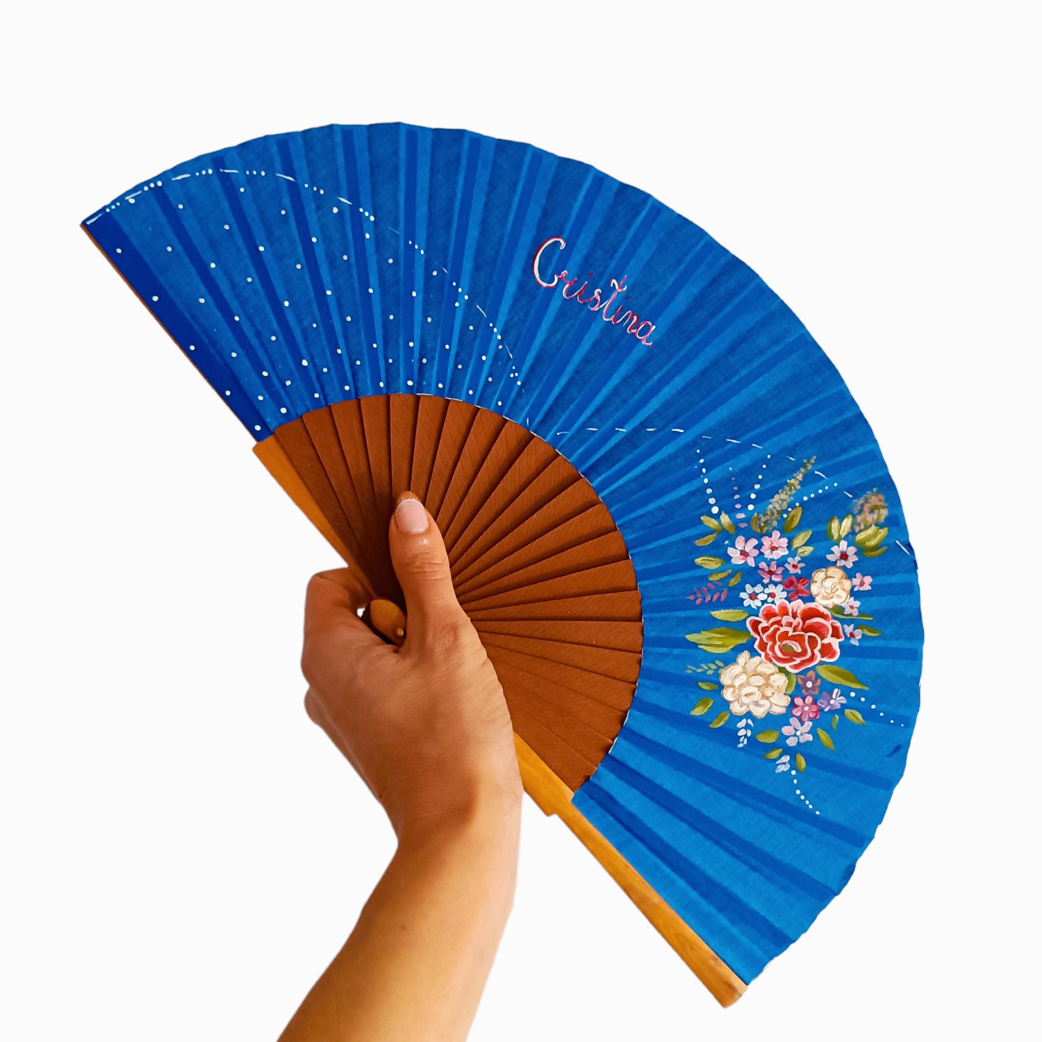 Hand Fan With Silver Flowers Personalization Option, Hot Summer ...