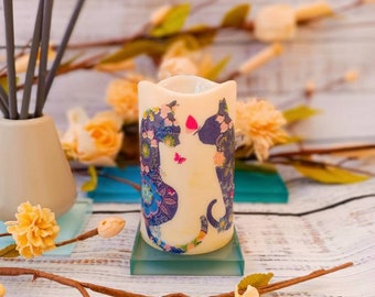 LED Candle the Red Boots Wax Flameless Pillar Candle Christmas Gift Cat ...