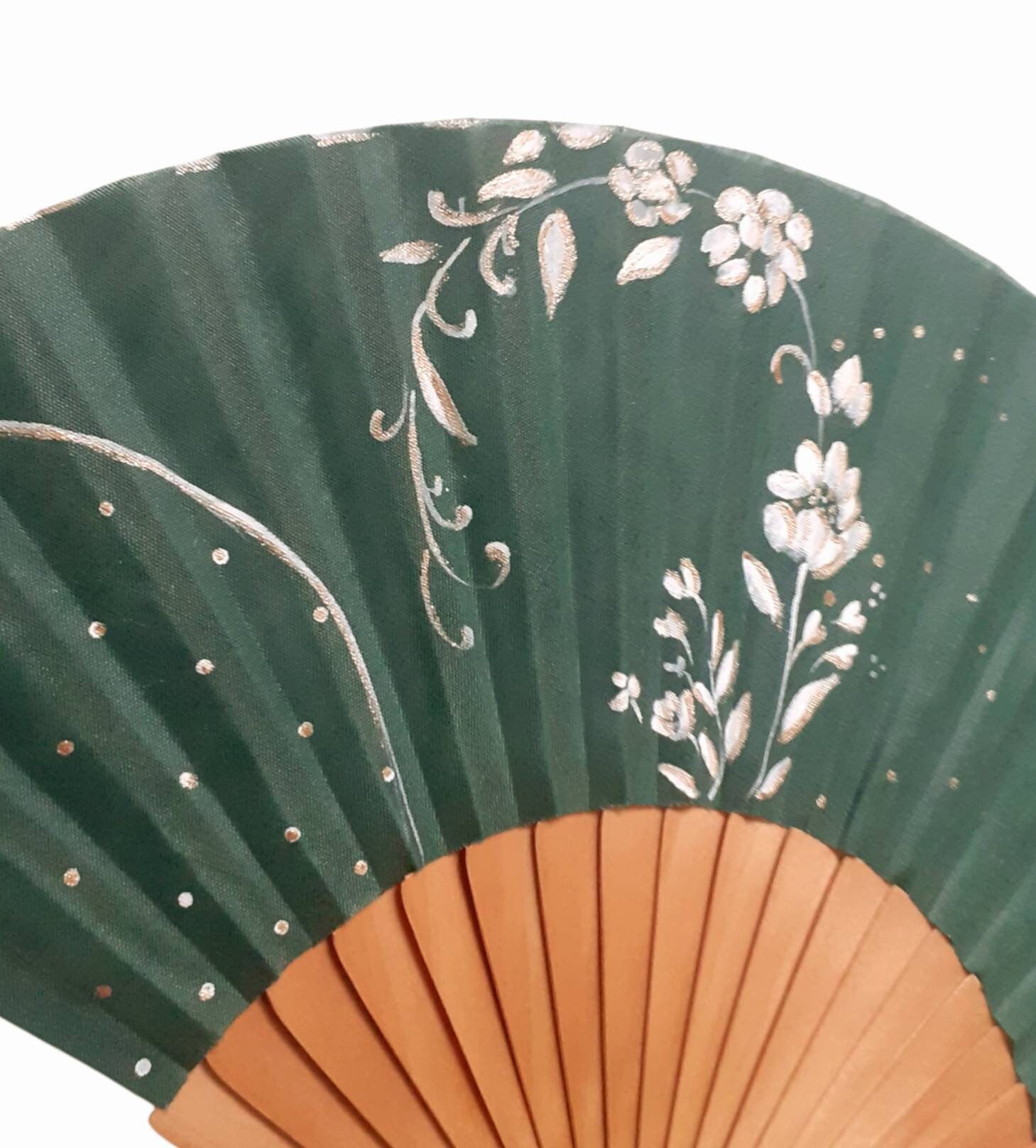 Hand Fan With Silver Flowers - Personalization Option, Hot Summer ...