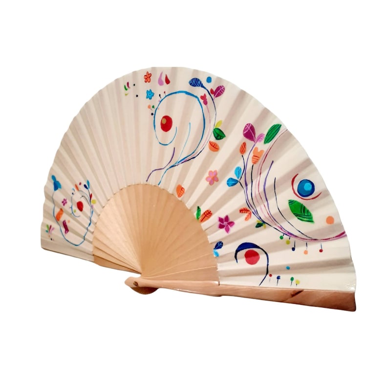 Abstract Hand Fan, Handpainted Spanish Fan, Beach Accessory, Fashion ...