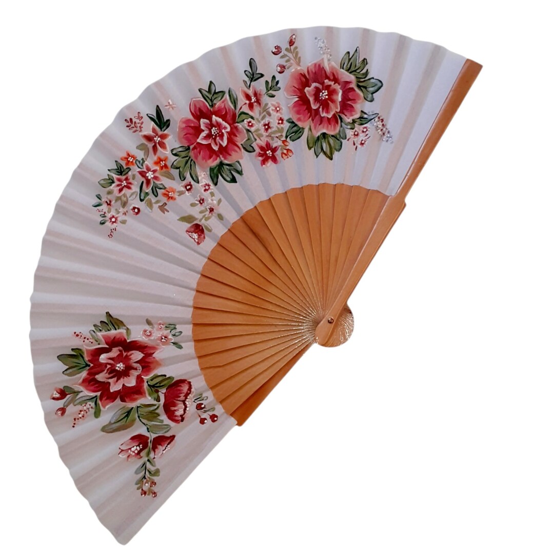 Vintage Hand Painted Fan, Personalized Flowers Hand Fan, Staylish ...