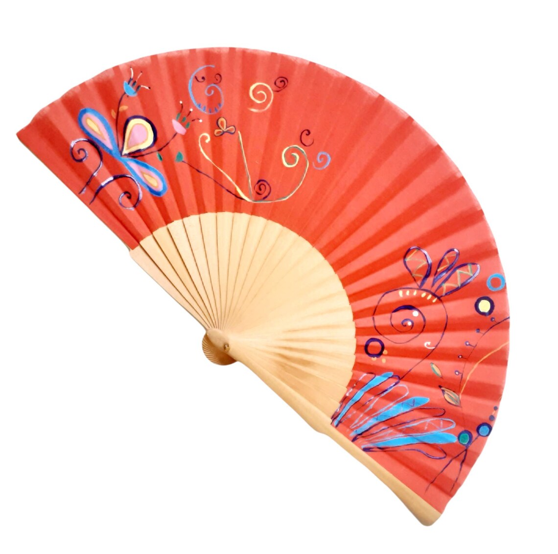 Red Abstract Hand Fan, Stylish Hand Fan, Custom Hand Fan, Bride Hand ...