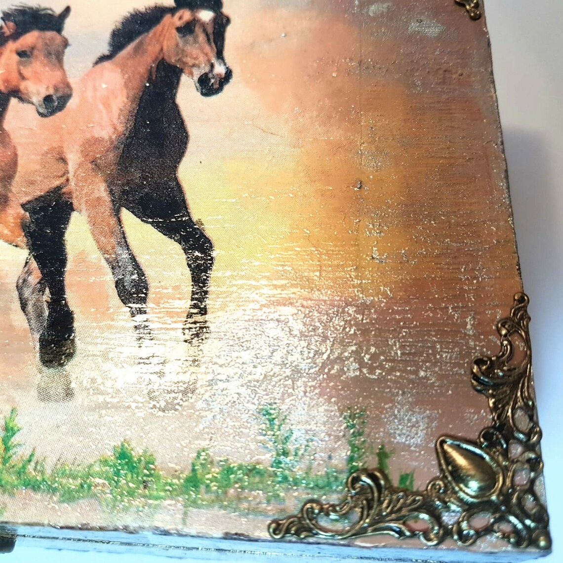 Horses Wooden Tea Box. Wooden Vintage Tea Box. Handpainted | Etsy