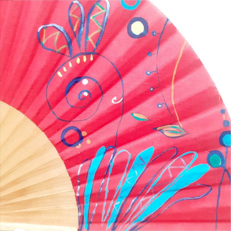 Red Abstract Hand Fan, Stylish Hand Fan, Custom Hand Fan, Bride Hand ...