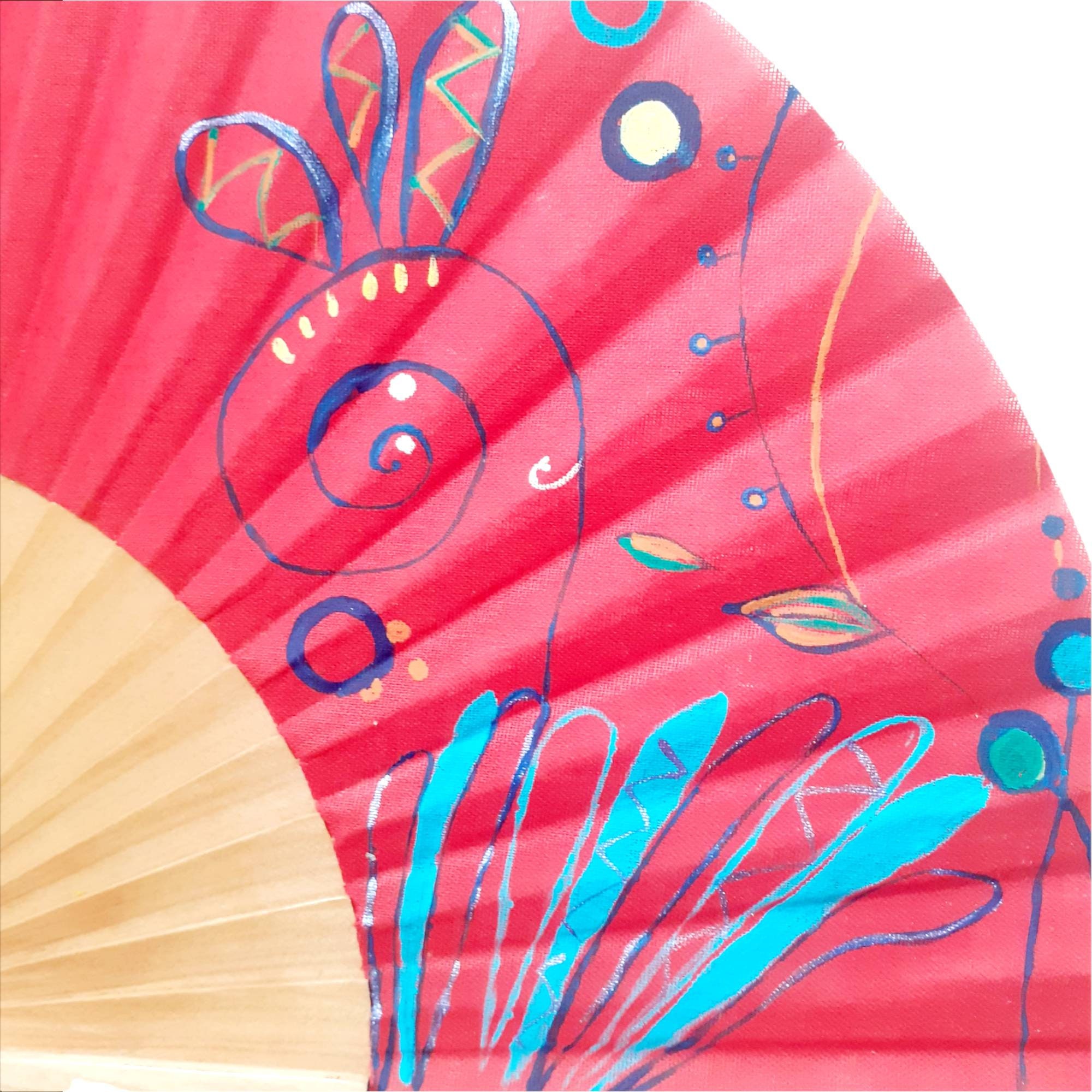 Red Abstract Hand Fan, Stylish Hand Fan, Custom Hand Fan, Bride Hand ...