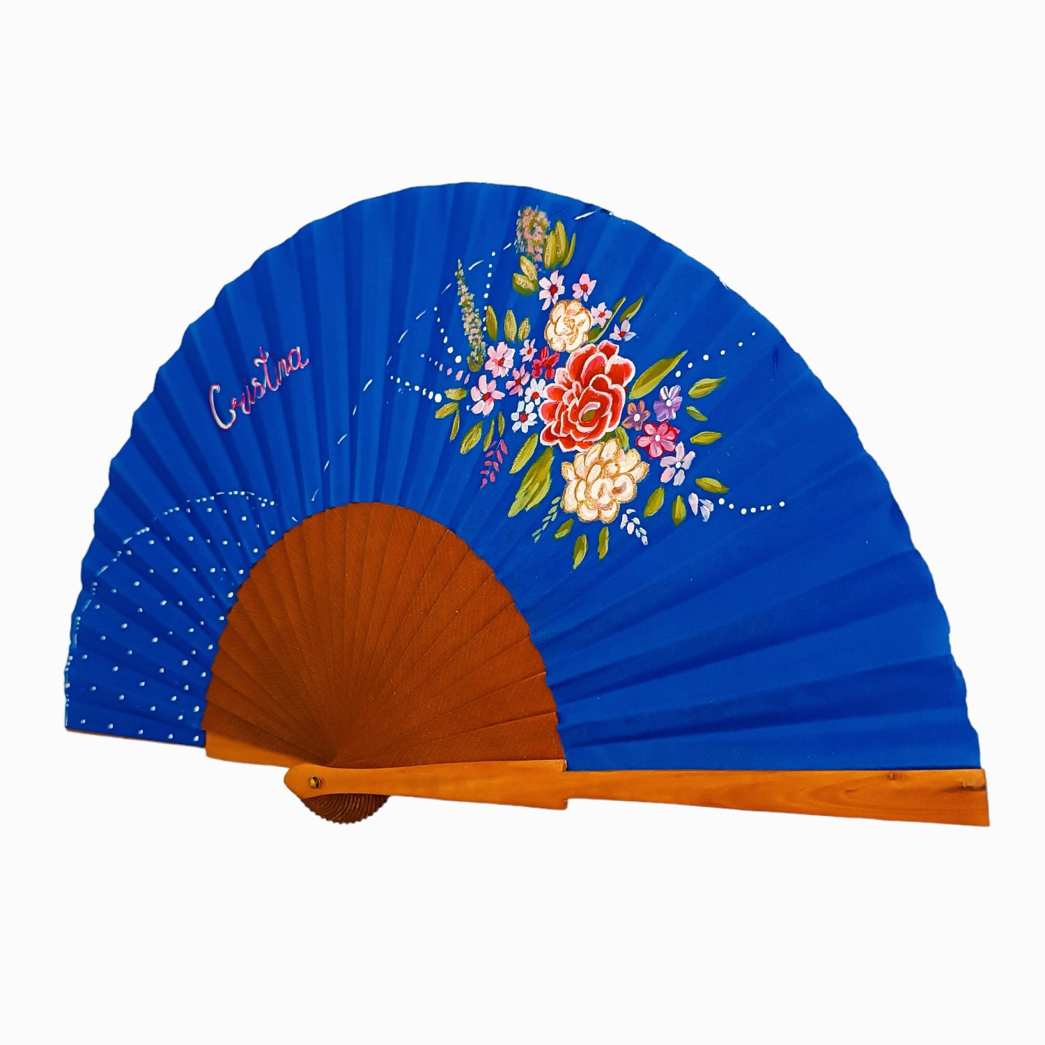 Hand Fan With Silver Flowers Personalization Option, Hot Summer ...