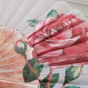 Red Rose Hand Painted Fan, Spanish Hand Fan - Etsy