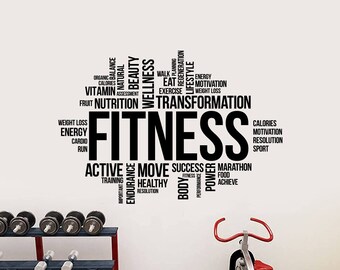 Focus Wall Decal Motivational Sign Gym Quote Word Cloud Poster Fitness ...