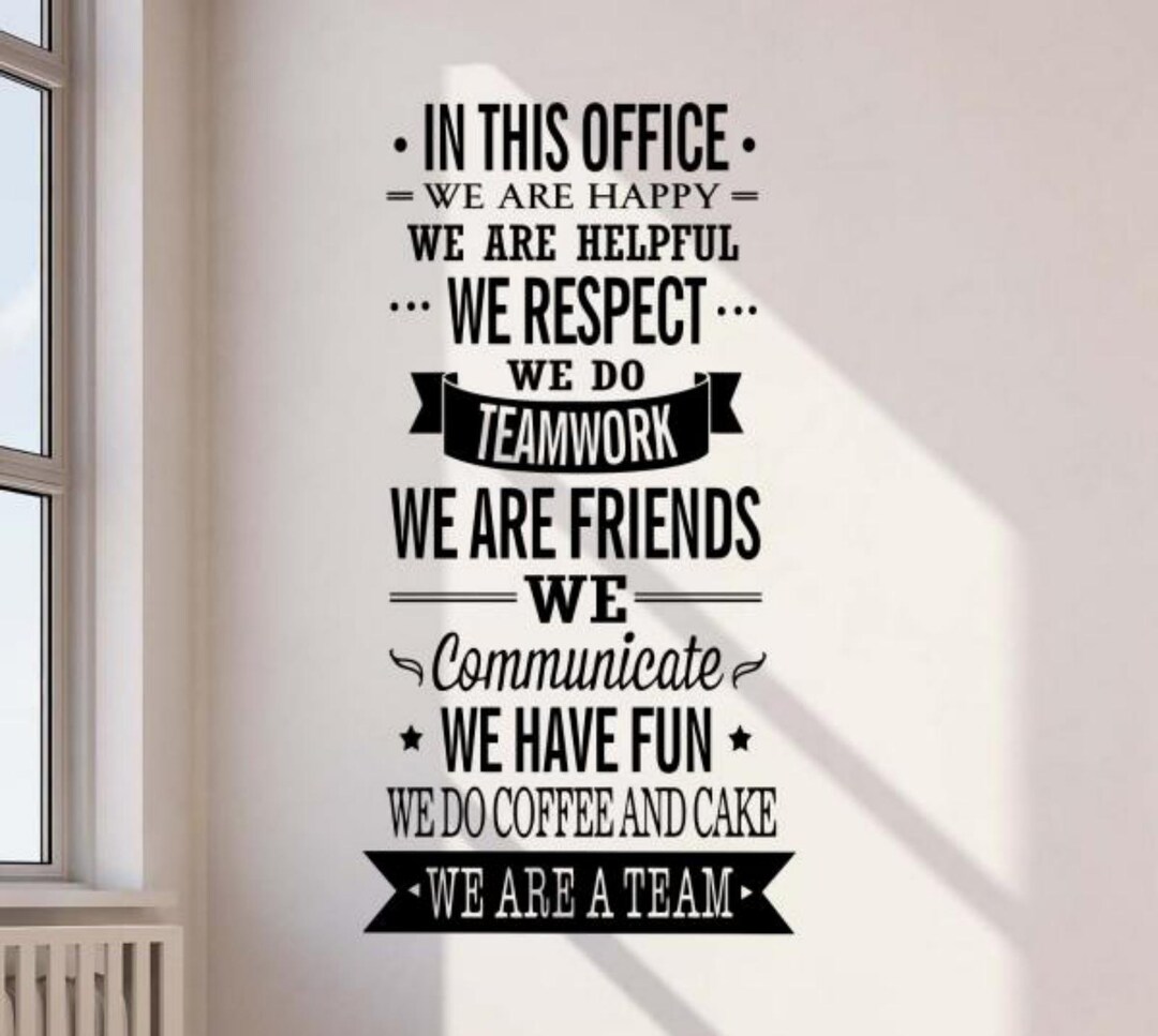 In This Office We Are A Team Wall Decal Vinyl Sticker Teamwork Wall Art ...
