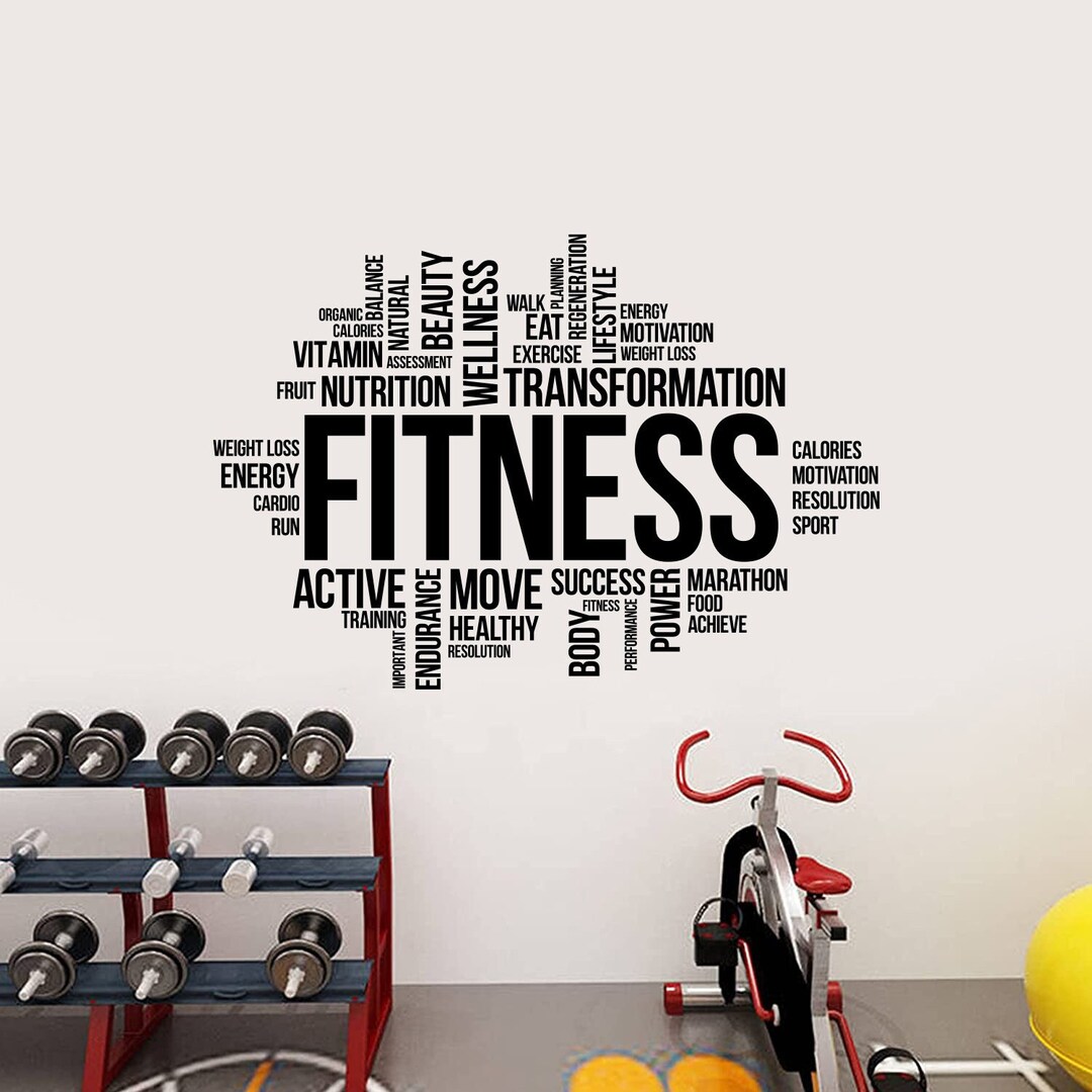 Fitness Wall Decal Vinyl Sticker Word Cloud Poster Crossfit Workout ...