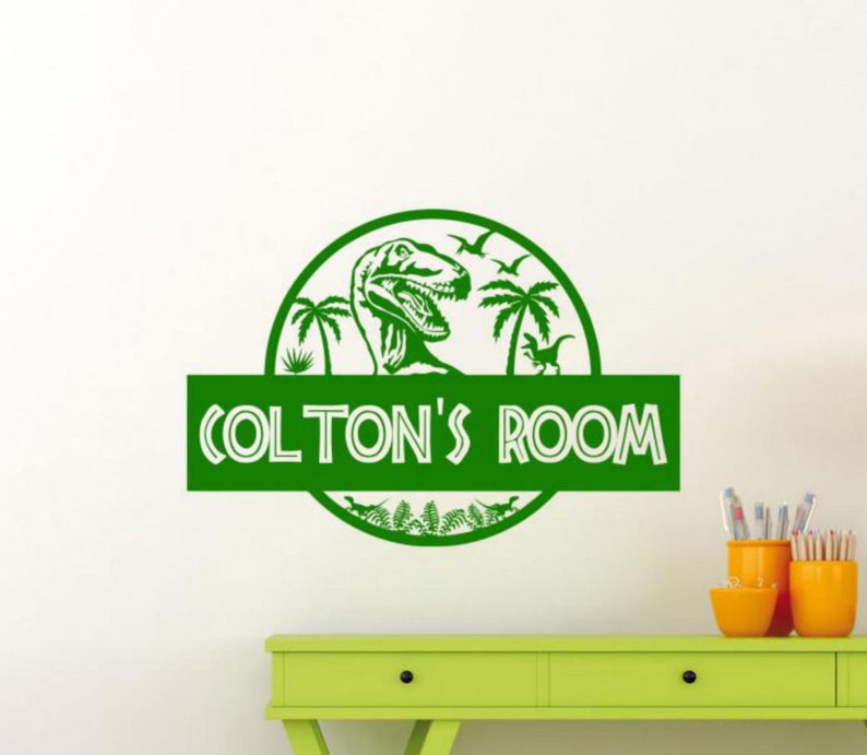 Custom Dinosaur Wall Decal Vinyl Sticker Personalized Name Jurassic T ...