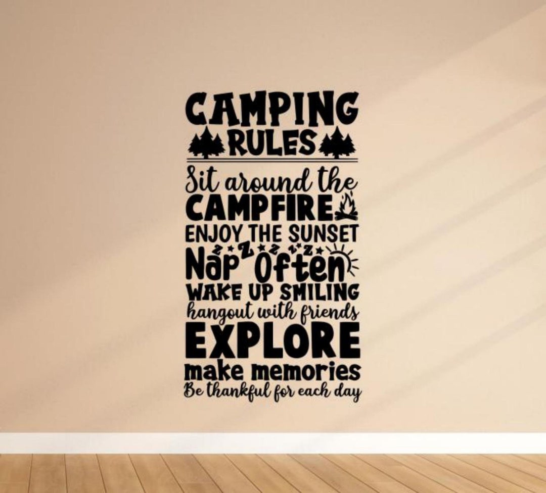 Camping Rules Decal Vinyl Wall Sticker Camp Trailer Sign Wall Art ...