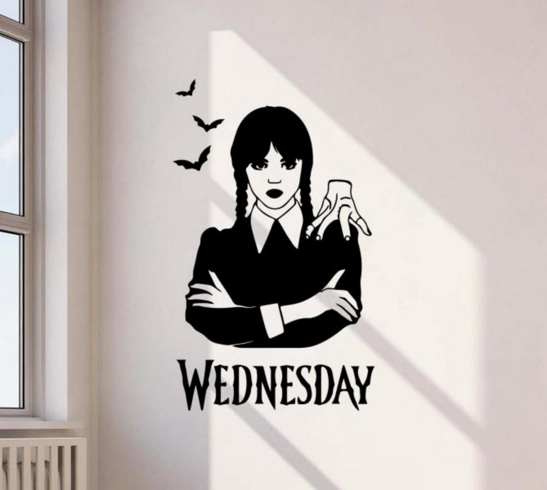 Wednesday Sticker Wall Vinyl Decal Sign Wall Art Addams Decor Dance With My Hands Bats Poster ...