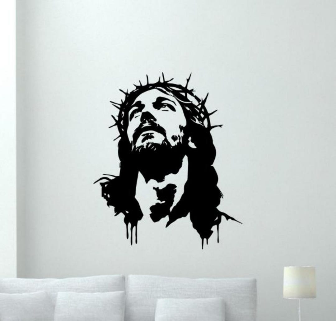 Jesus Christ Wall Decal Vinyl Sticker Jesus Crown of Thorns Wreath Wall ...