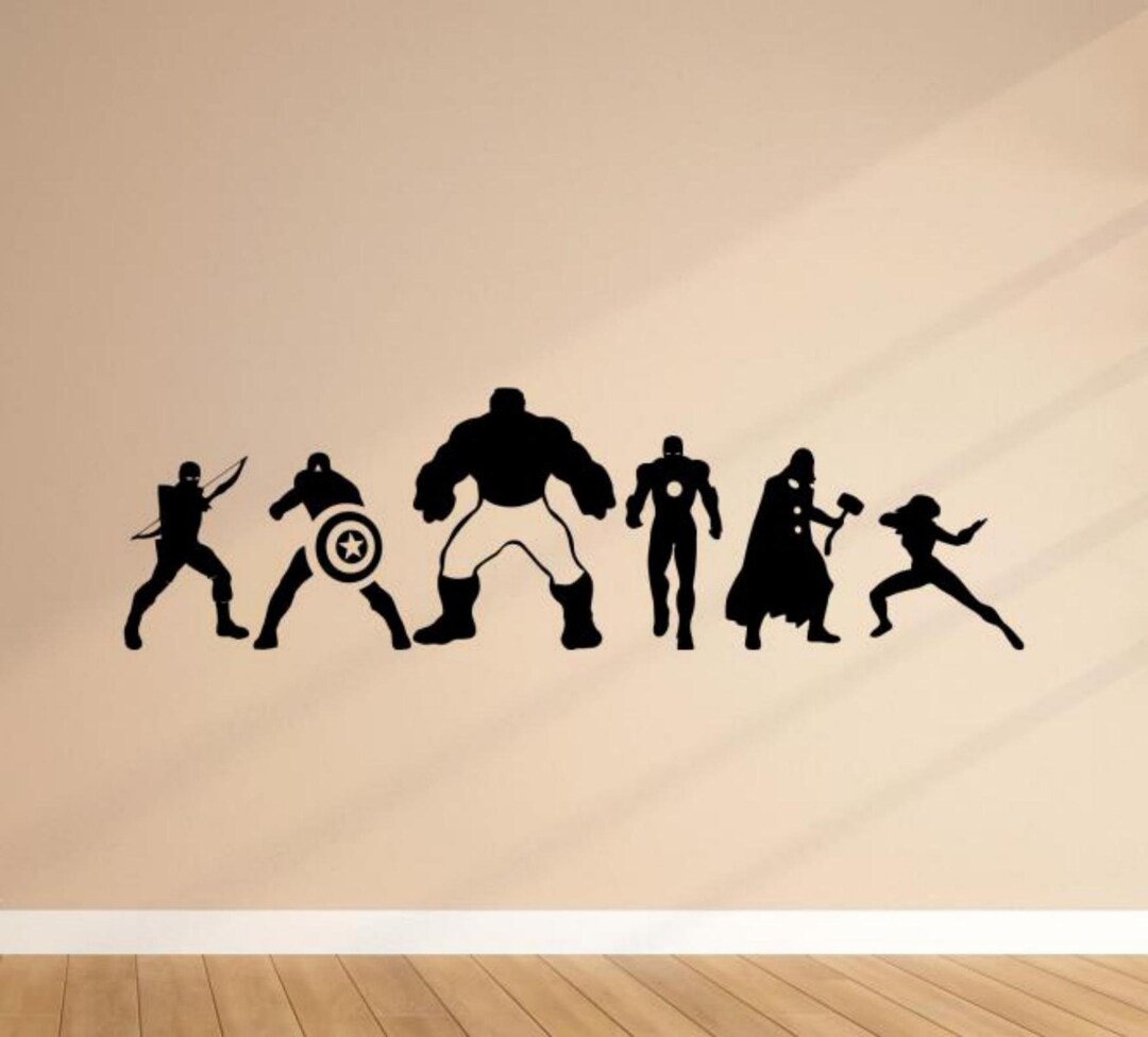 Superhero Wall Decal Vinyl Sticker Assemble Superheroes Sign Nursery ...