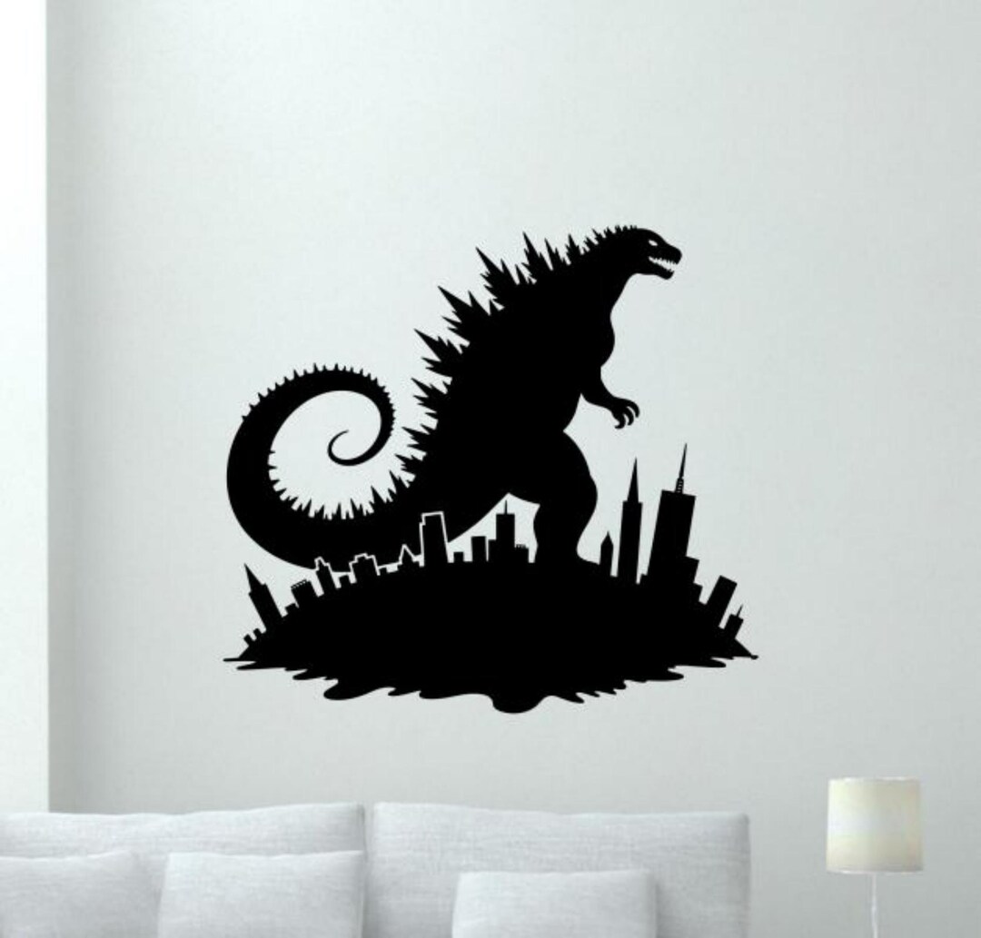 Godzilla Wall Sticker Vinyl Decal Monster Wall Art Wall Decor Stencil ...