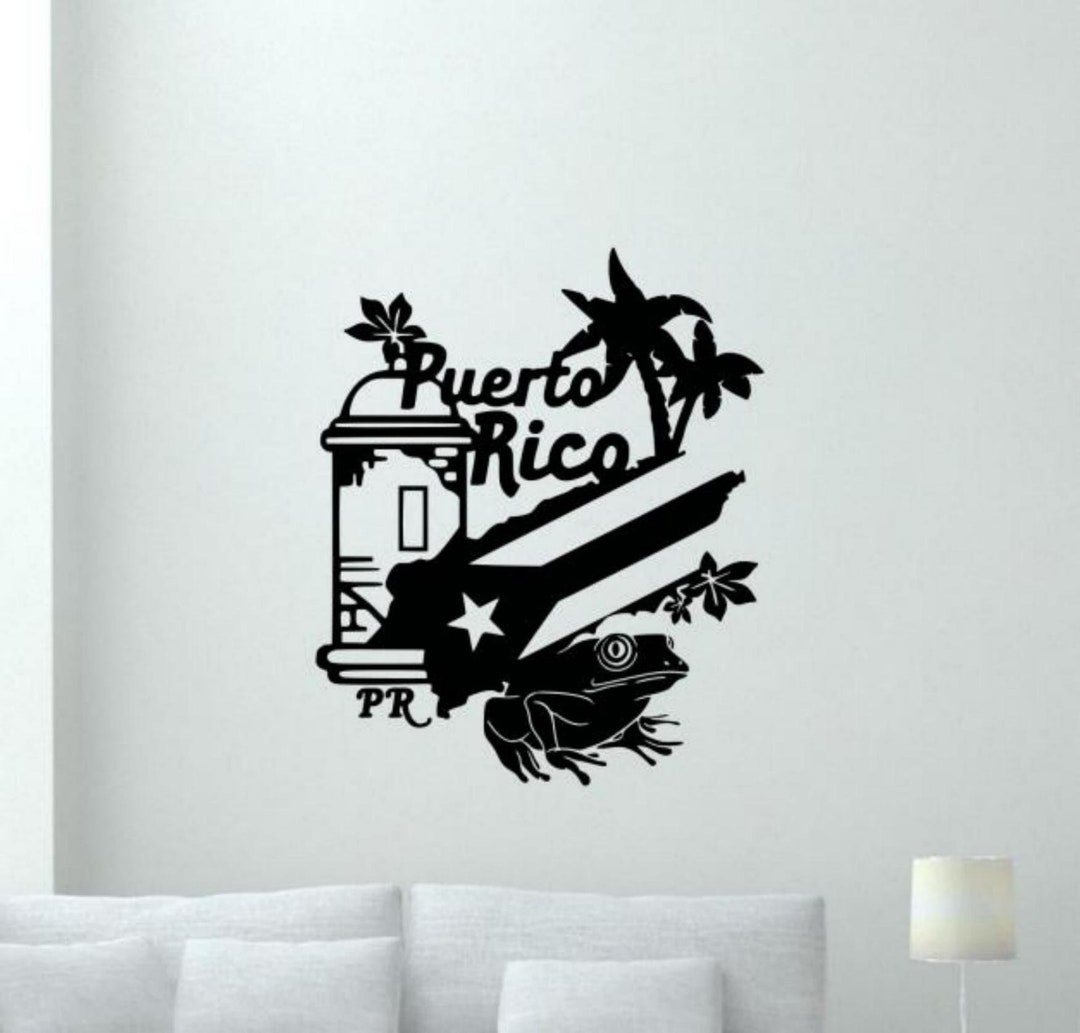 Puerto Rico Sticker Vinyl Wall Decal Puerto Rico Flag Map Wall Art ...