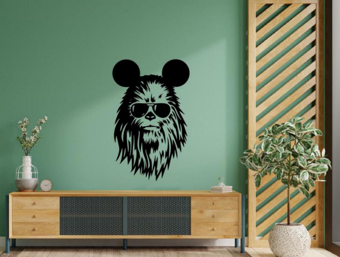 Chewbacca Sticker Vinyl Wall Decal Sign Chewbacca Mouse Ears Wall Art ...