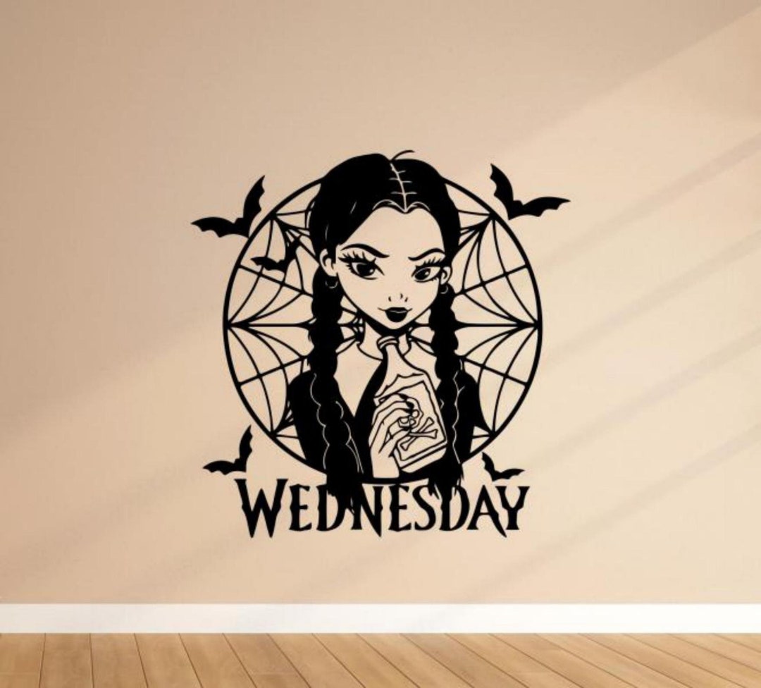 Wednesday Wall Decal Vinyl Sticker Sign Wall Art Addams Decor Bats ...