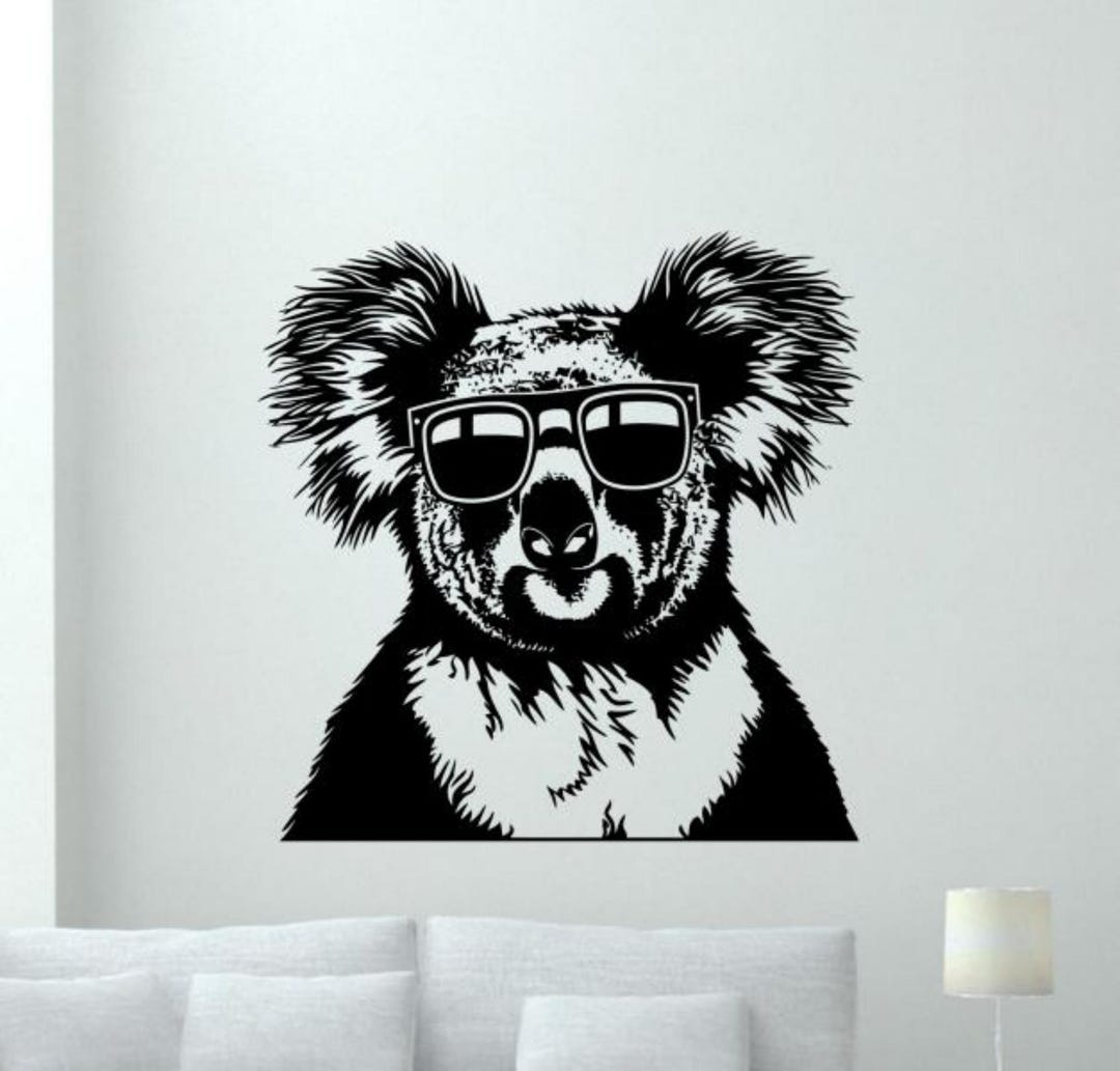 Koala Wall Decal Vinyl Sticker Cute Koala in Glasses Sign Wall Art Kids ...