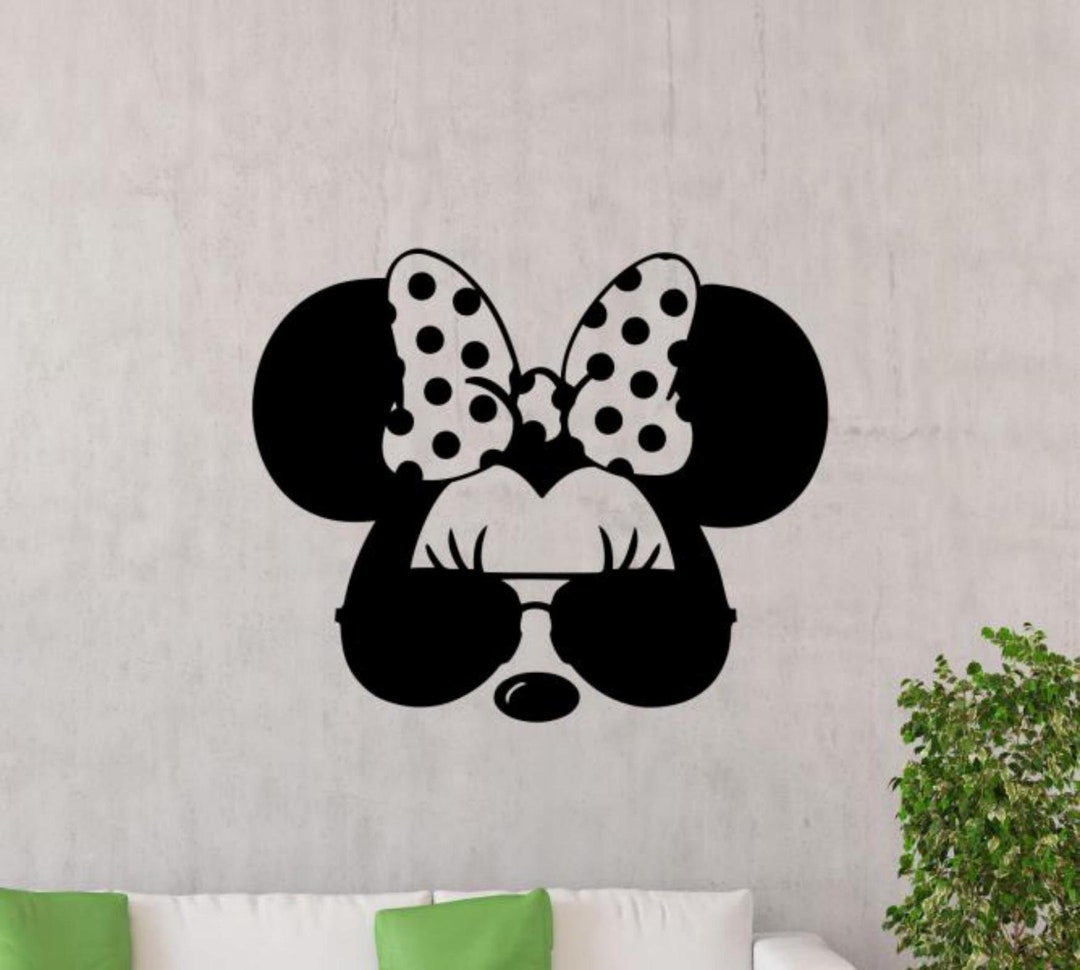 Minnie Wall Decal Vinyl Sticker Minnie in Glasses Sign Nursery Wall Art ...