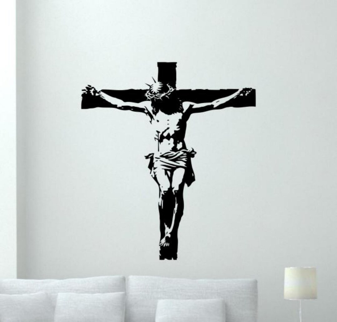 Jesus Christ Crusifix Cross Wall Decal Vinyl Sticker Crusifixion Wall ...