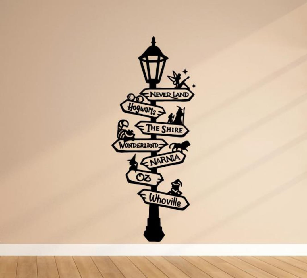 Road Sign Wall Decal Vinyl Sticker Wonderland Shire Oz Kids Room Sign ...