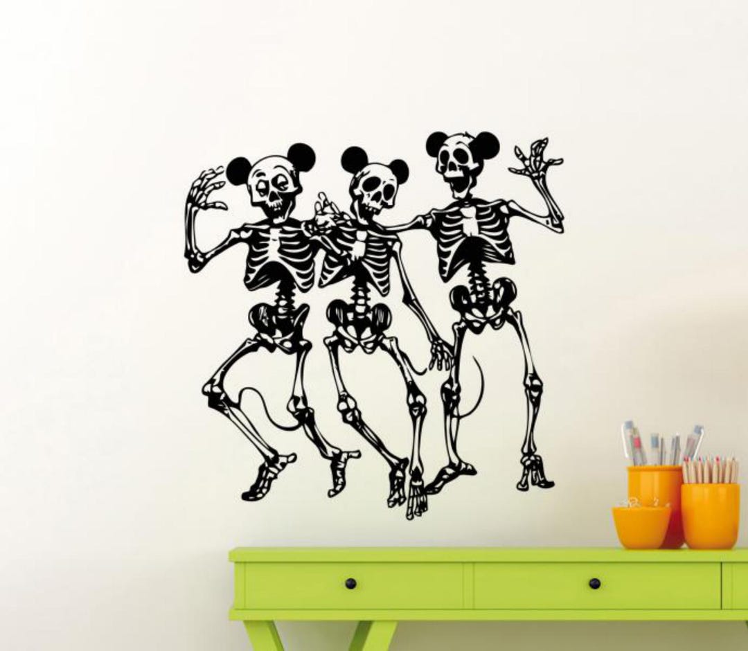 Funny Skeleton Wall Decal Vinyl Sticker Go Theme Park Skeleton Dancing ...