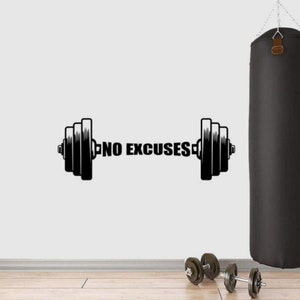 Custom Gym Wall Decal Vinyl Sticker Barbell Sign Quote Text ...