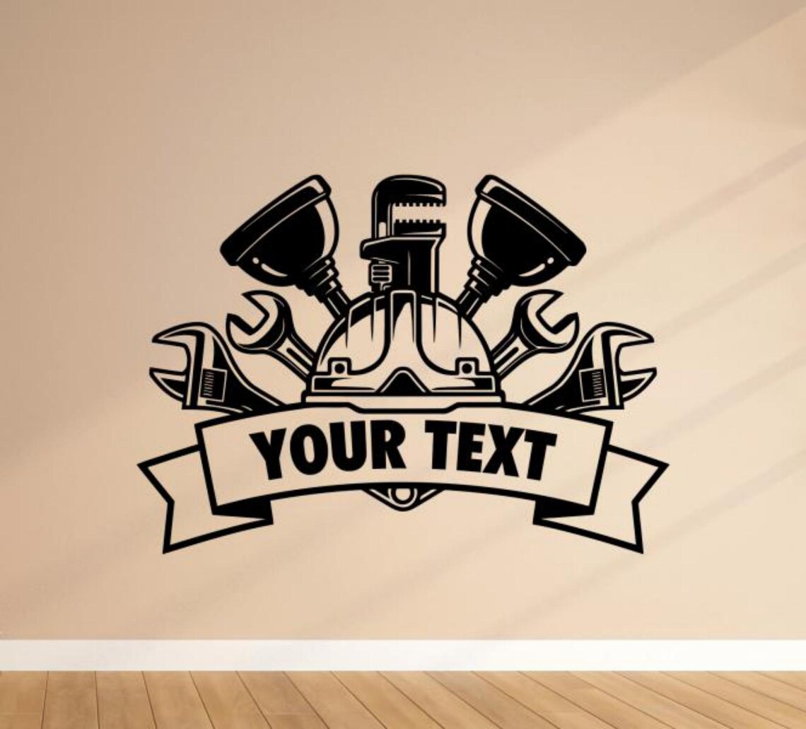 Custom Plumber Wall Sticker Vinyl Decal Personalized Plumbing Wall Art ...