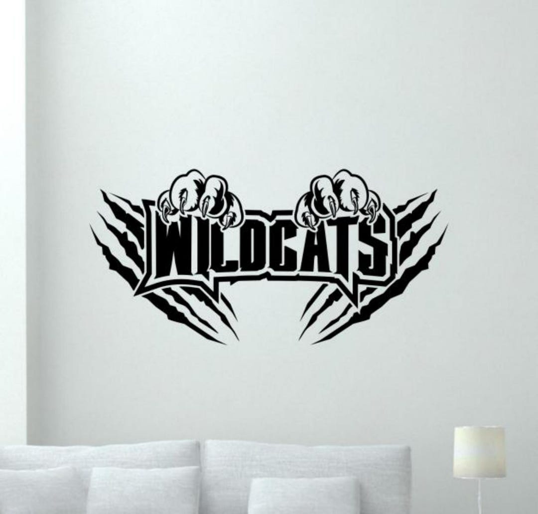 Wildcats Wall Sticker Vinyl Decal Wildcats Mascot Wall Art Football ...