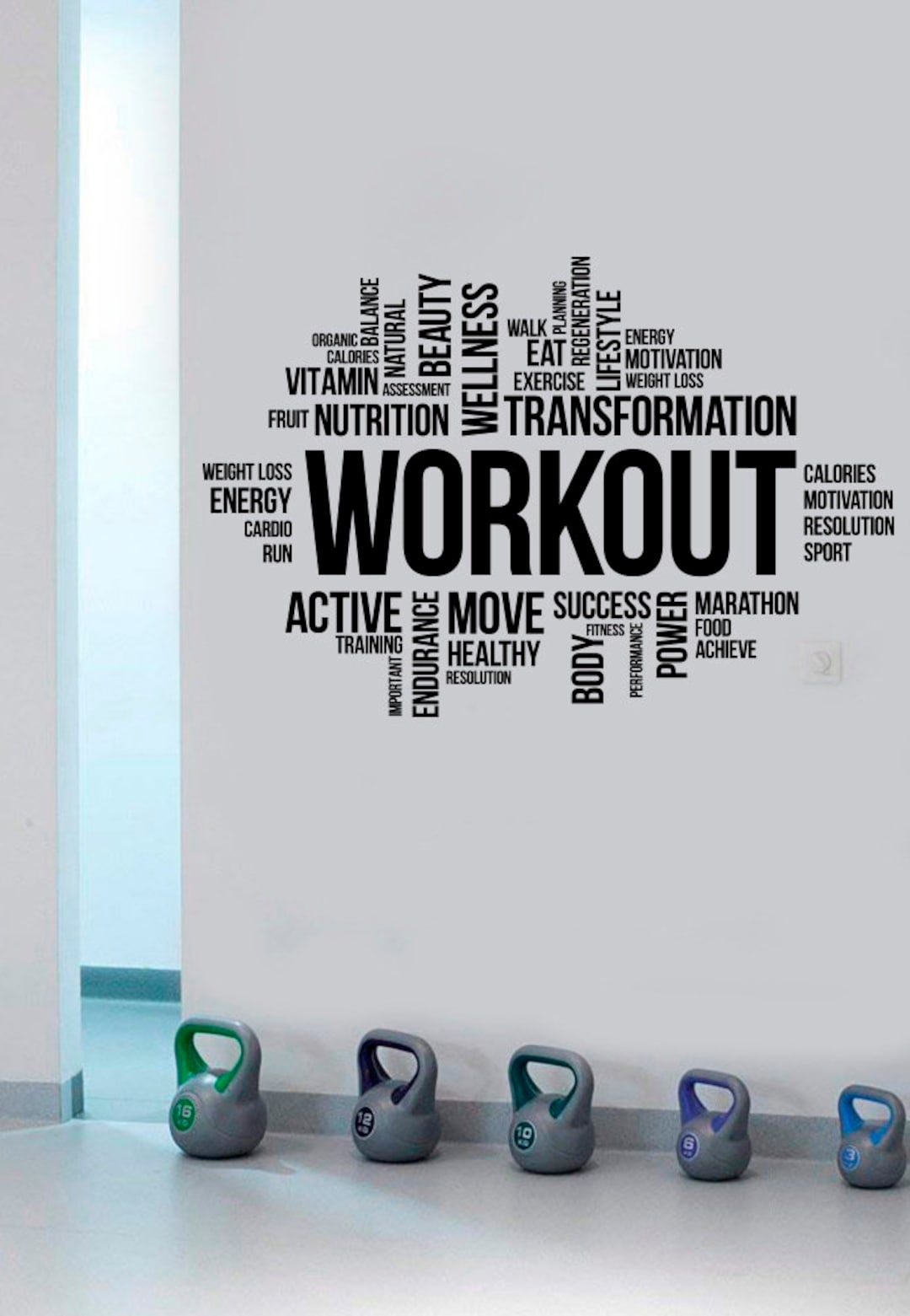 Workout Word Cloud Wall Sticker Crossfit Fitness Inspirational - Etsy