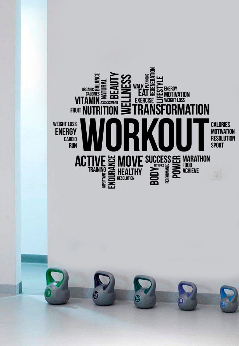 Workout Word Cloud Wall Sticker Crossfit Fitness Inspirational - Etsy