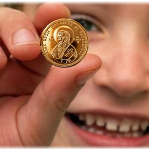 LUCKY GOLD COIN - St. Basil Vasilopita Coin for Greek Orthodox New Year ...