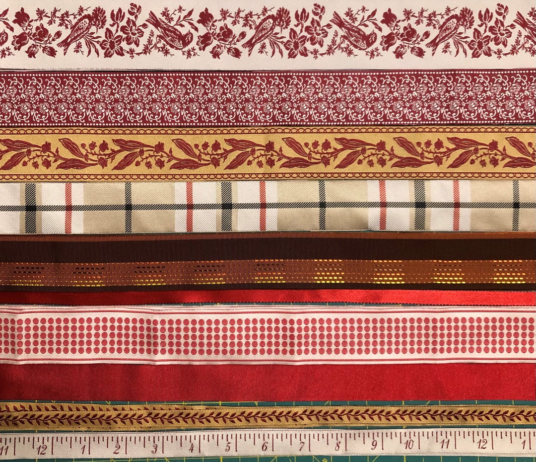 Crimson Designer Ribbon Scrap Pack - Renaissance Ribbons - Assorted ...