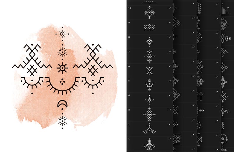 40 Amazigh Berber Tattoo Stamps for Procreate – Tribal, Moroccan, African, Handpoke, and ...