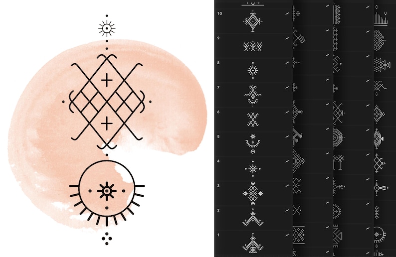 40 Amazigh Berber Tattoo Stamps for Procreate – Tribal, Moroccan, African, Handpoke, and ...